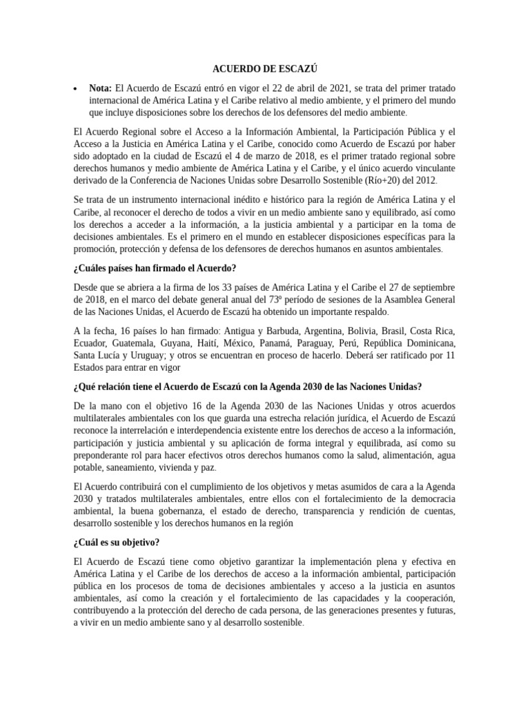 ACUERDO DE ESCAZÚ | PDF | Coche | Coche eléctrico