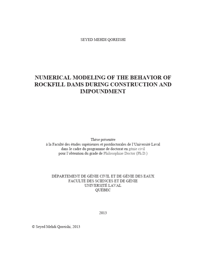 Numerical Modeling of The Behavior of Rockfill Dams During Construction ...
