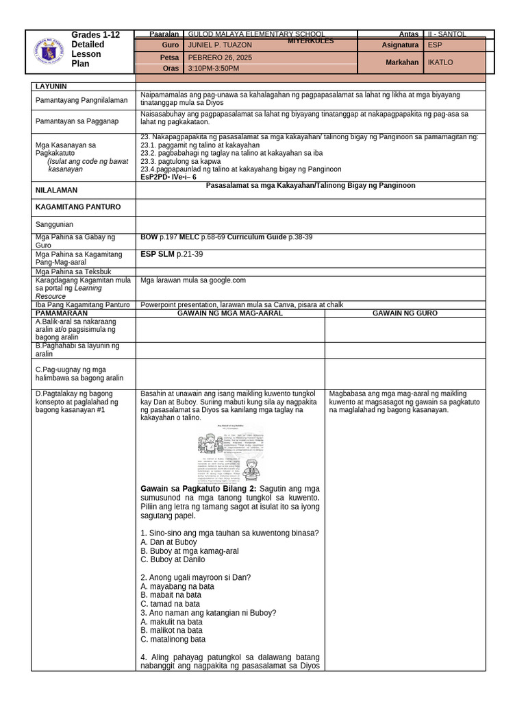Q3-Esp 2-Week 3 D3 | PDF