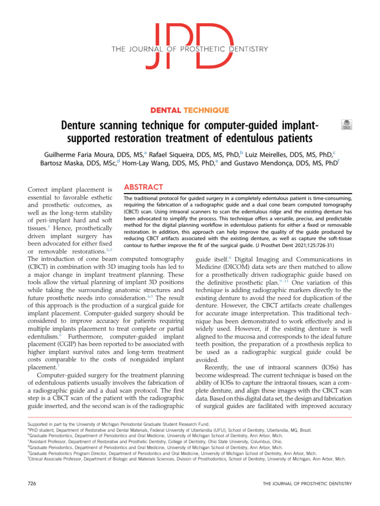 Denture Scanning Technique For Computer-Guided Implantsupported ...