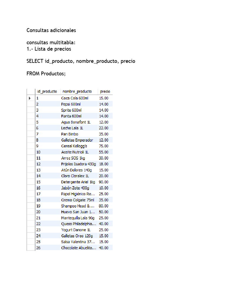 Consultas adicionales | PDF
