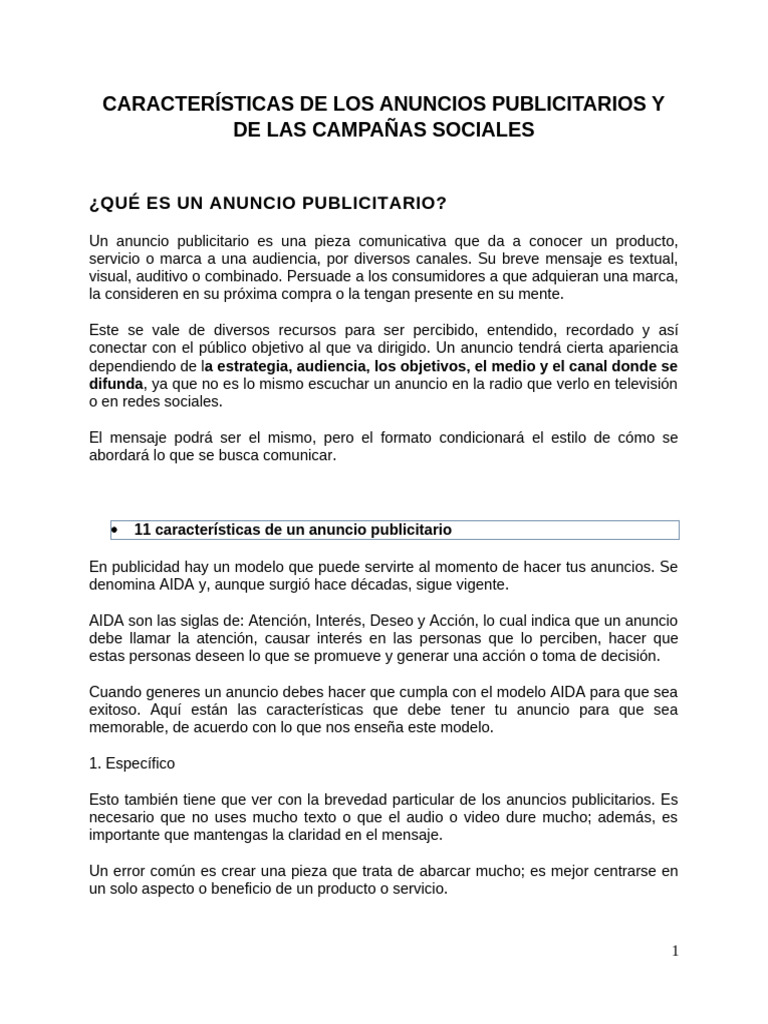 Características de Anuncios Publicitarios | PDF | Publicidad | Marca