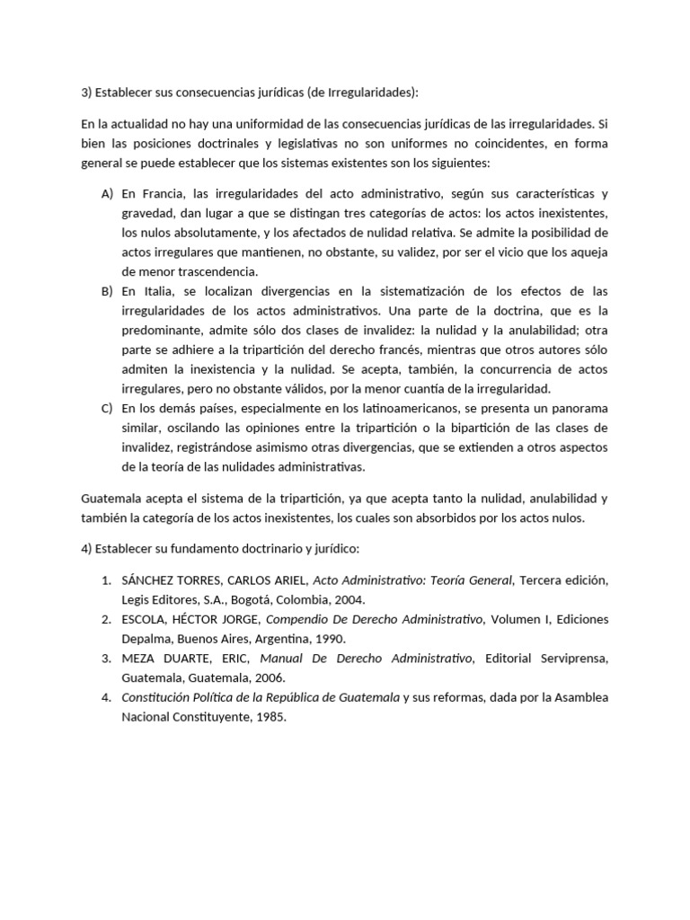 Consecuencias Jurídicas de Irregularidades | PDF