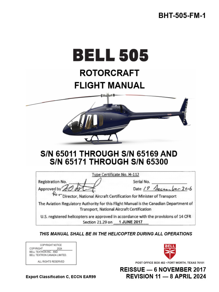 Bell 505 Rotorcraft Flight Manual | PDF
