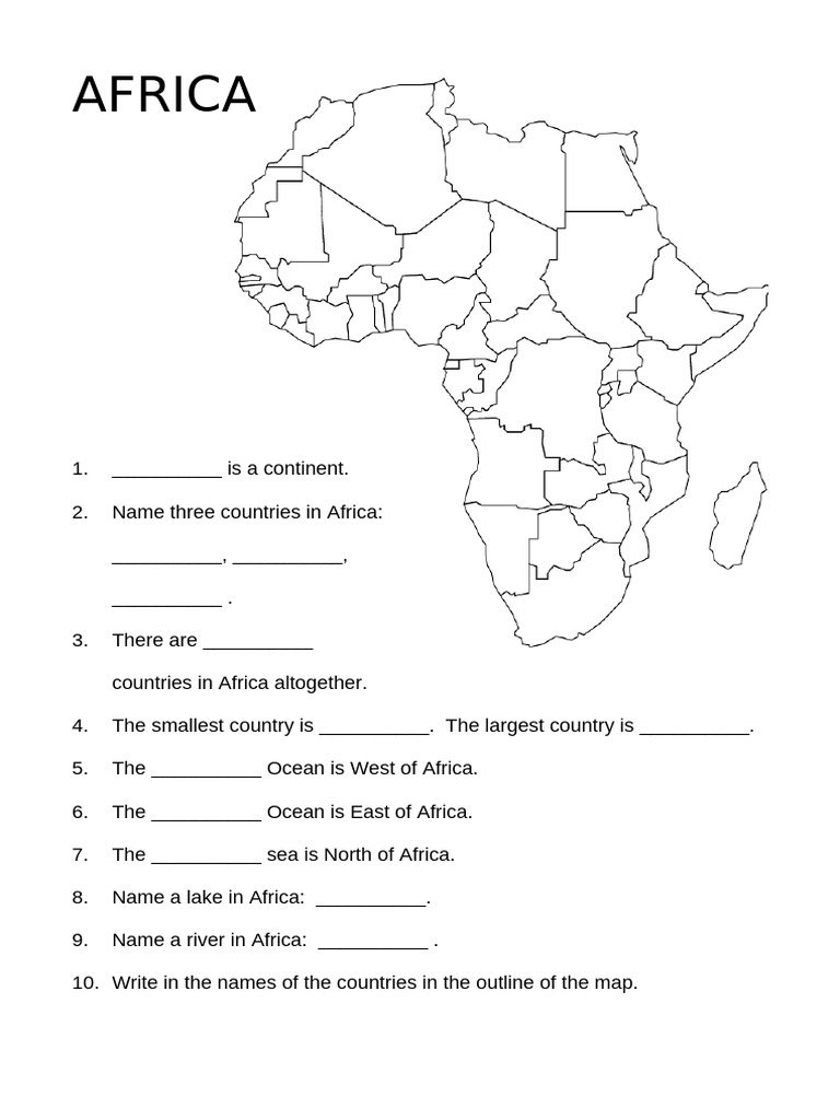 Africa Worksheet | PDF