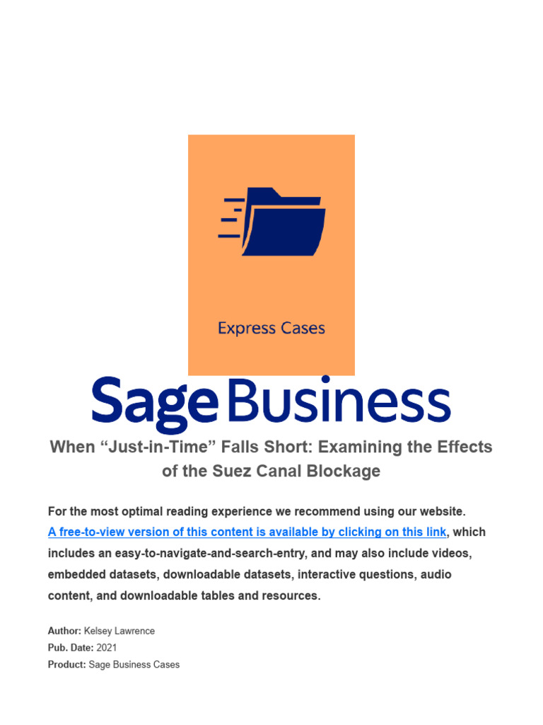 Suez Canal Blockage Case Study | PDF | Suez Canal | Ships
