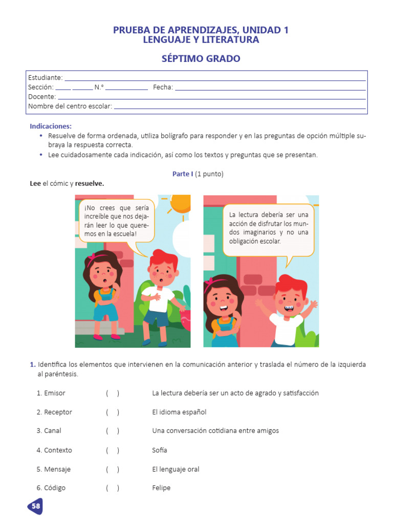 7.º Grado_U1 - U8 Examenes | PDF | Comunicación | Las aventuras de ...