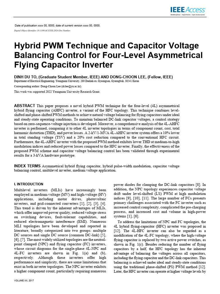 Hybrid PWM Technique and Capacitor Voltage Balancing Control For Four-Level Asymmetrical Flying ...
