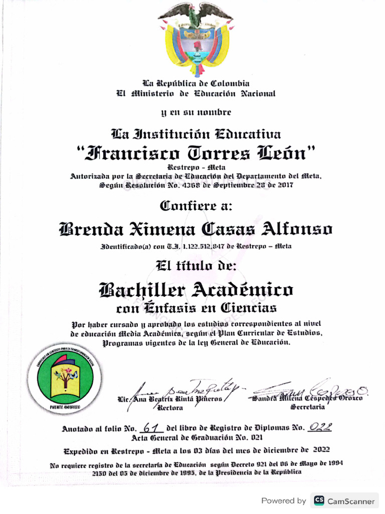Diploma Bachillerato | PDF