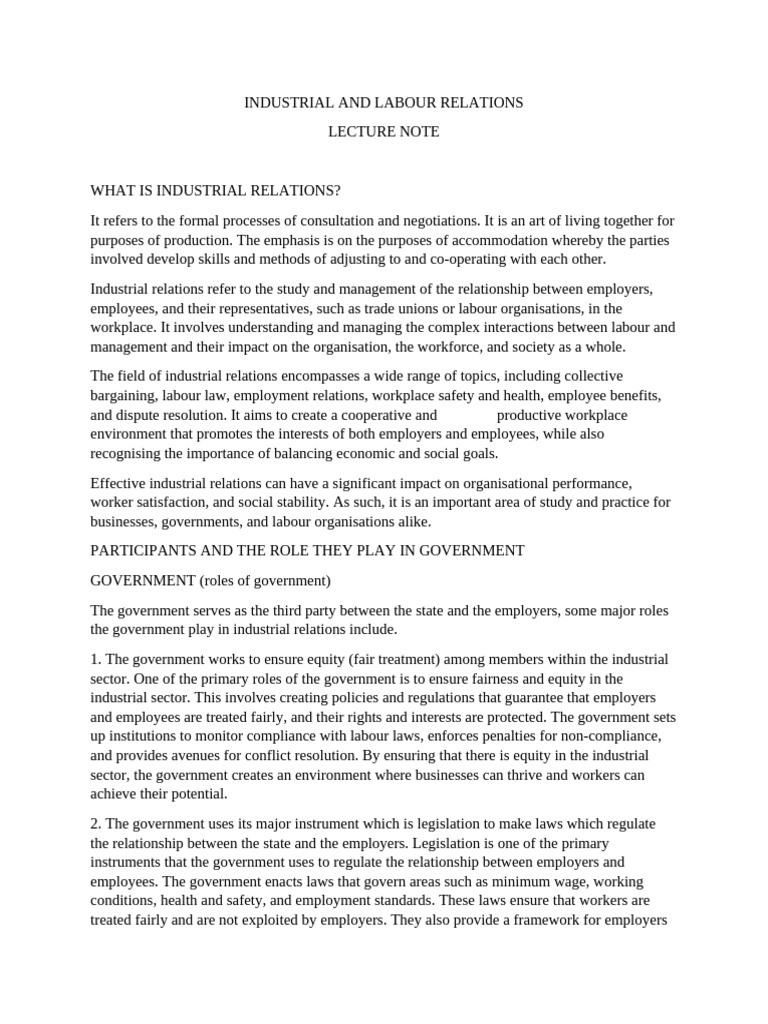 Industrial and Labour Relations | PDF | Employment | Collective Bargaining