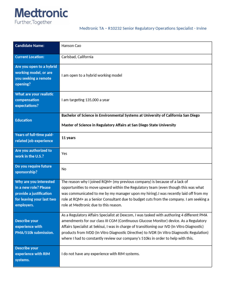 Medtronic - EScreen - Senior Reg | PDF