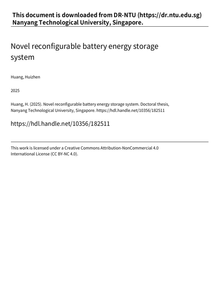 Novel Reconfigurable Battery Energy Storage System | PDF | Energy ...