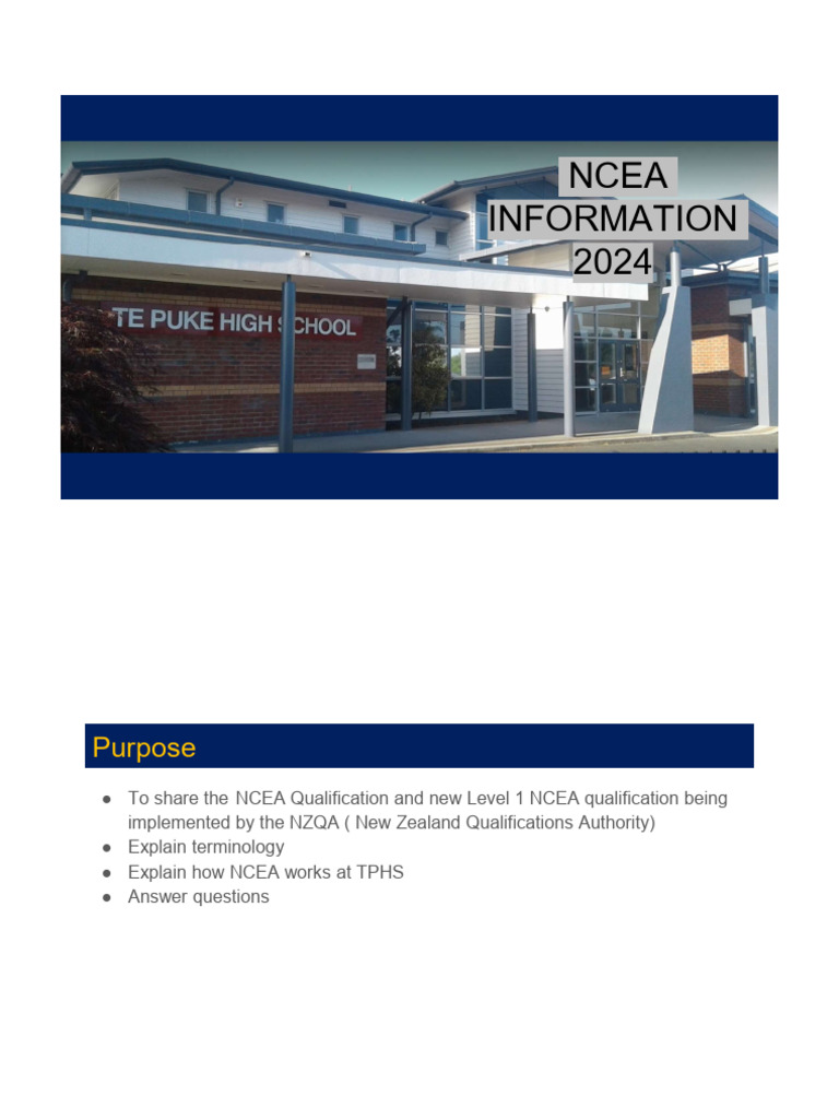 NCEA Information 2024 | PDF | Learning | Educational Assessment And ...