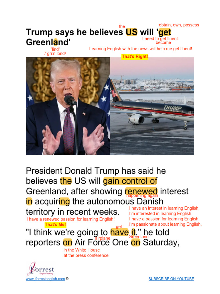 Trump Wants Greenland News Review by JForrest English | PDF | English ...