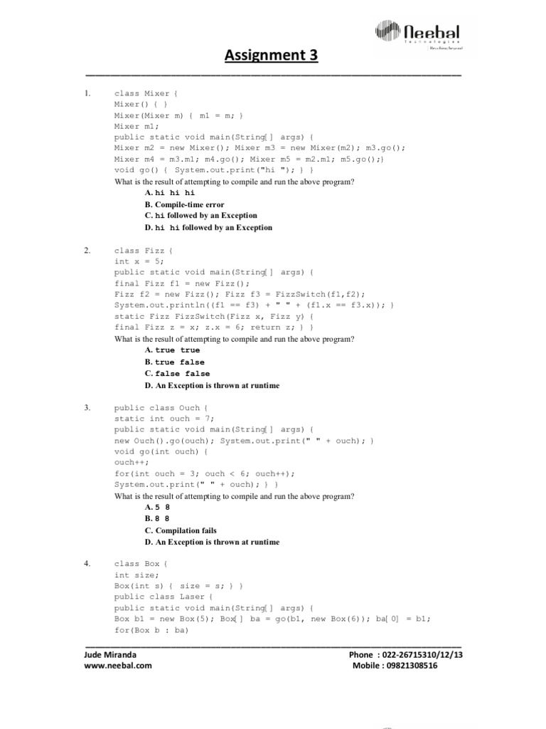 Java Objectives Assignment 3 Class Computer Programming String Computer Science