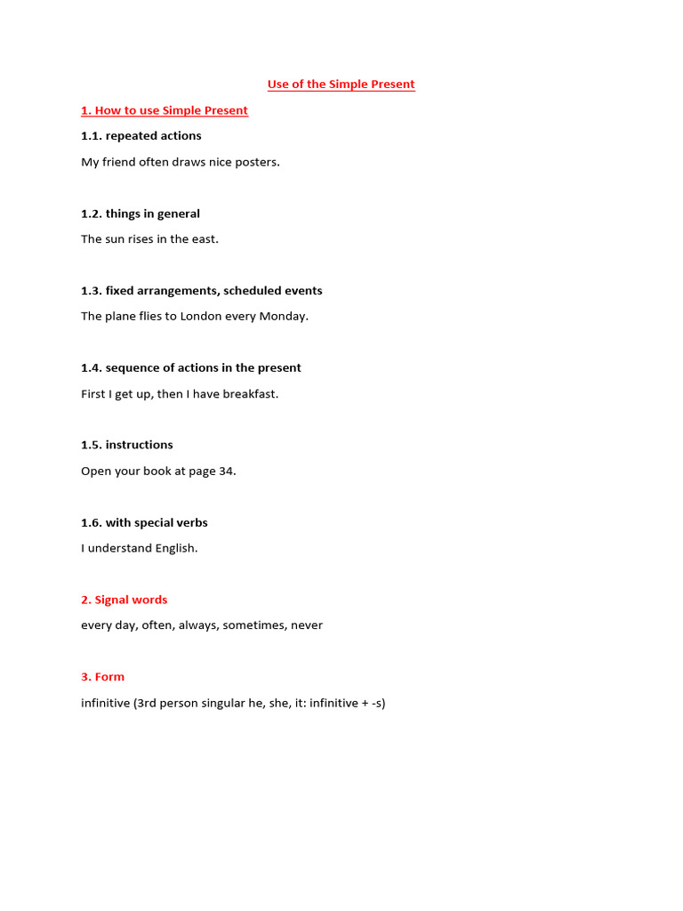 Use of The Simple Present N | PDF | Verb | Languages