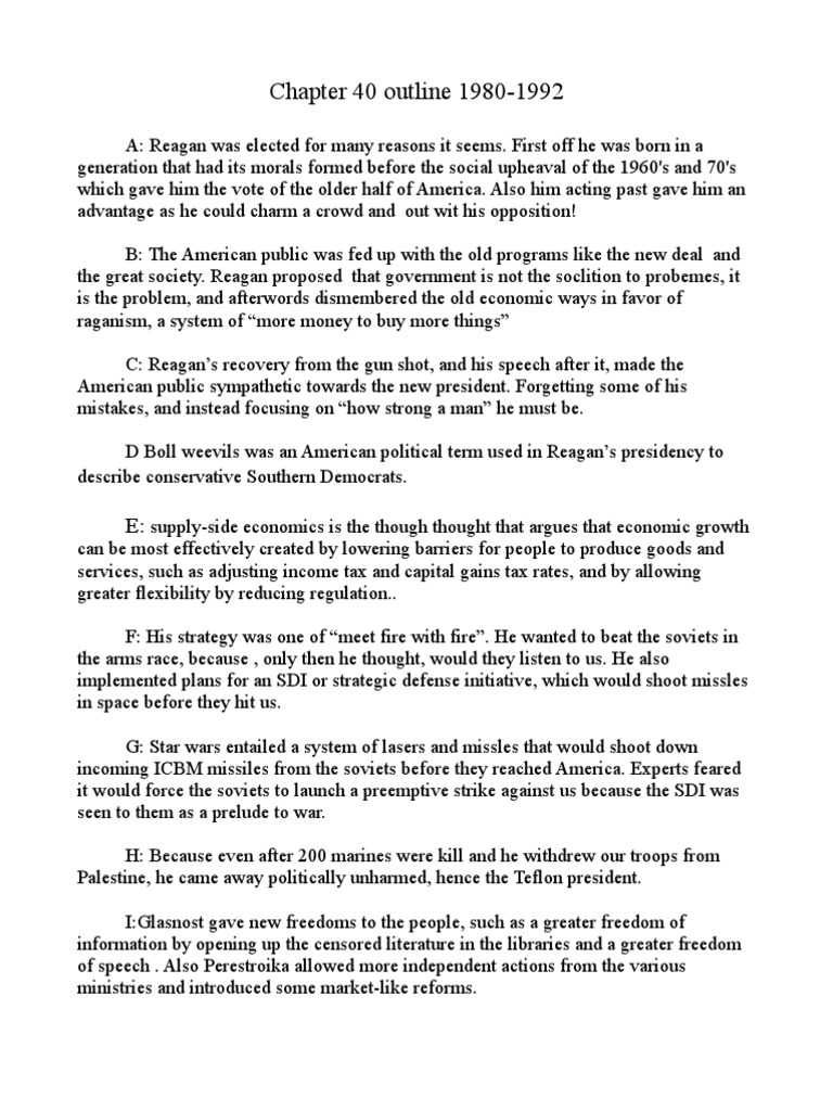 Chapter 40 Apush | PDF | Strategic Defense Initiative | Ronald Reagan