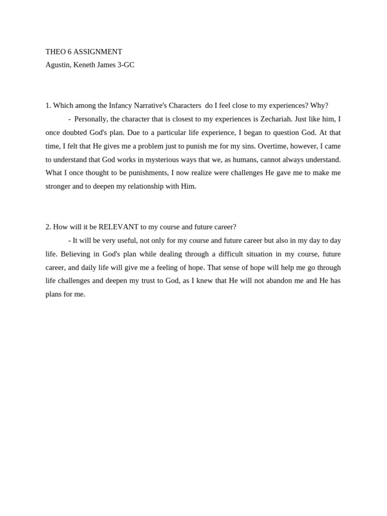 THEO 6 ASSIGNMENT | PDF