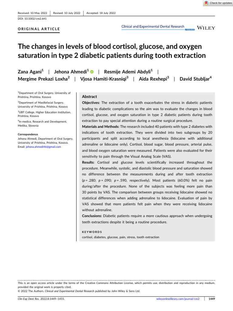 Diabetic Stress Response in Tooth Extraction | PDF | Diabetes ...