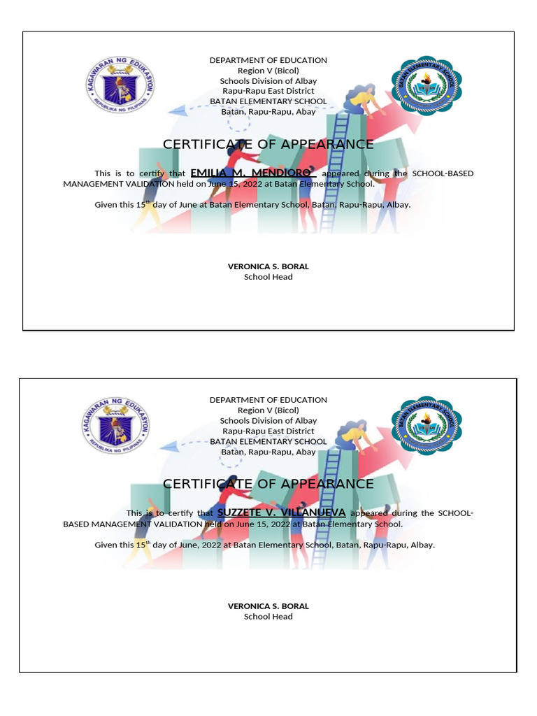 Cert of Appearance and Participation | PDF