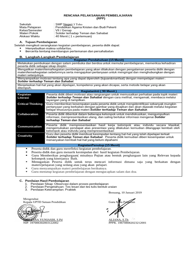9 - RPP 1 lembar PAK Kelas 7 Semester 2- www.kherysuryawan.id | PDF