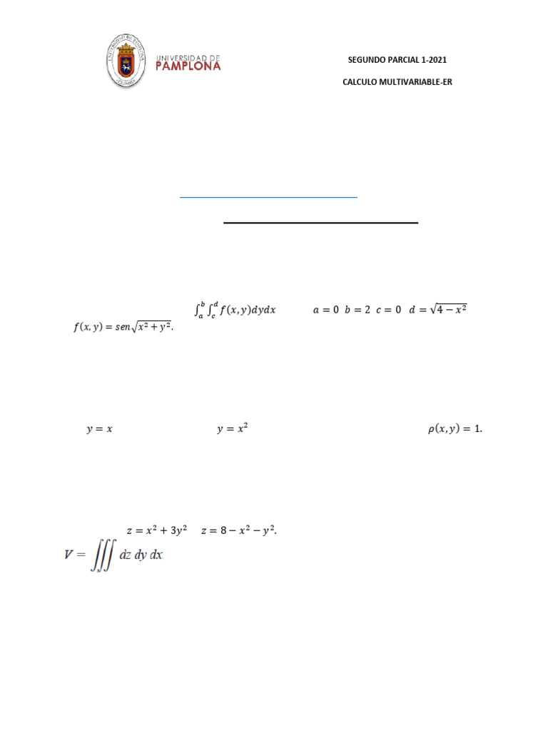 Examen Cálculo Multivariable 2021 | PDF