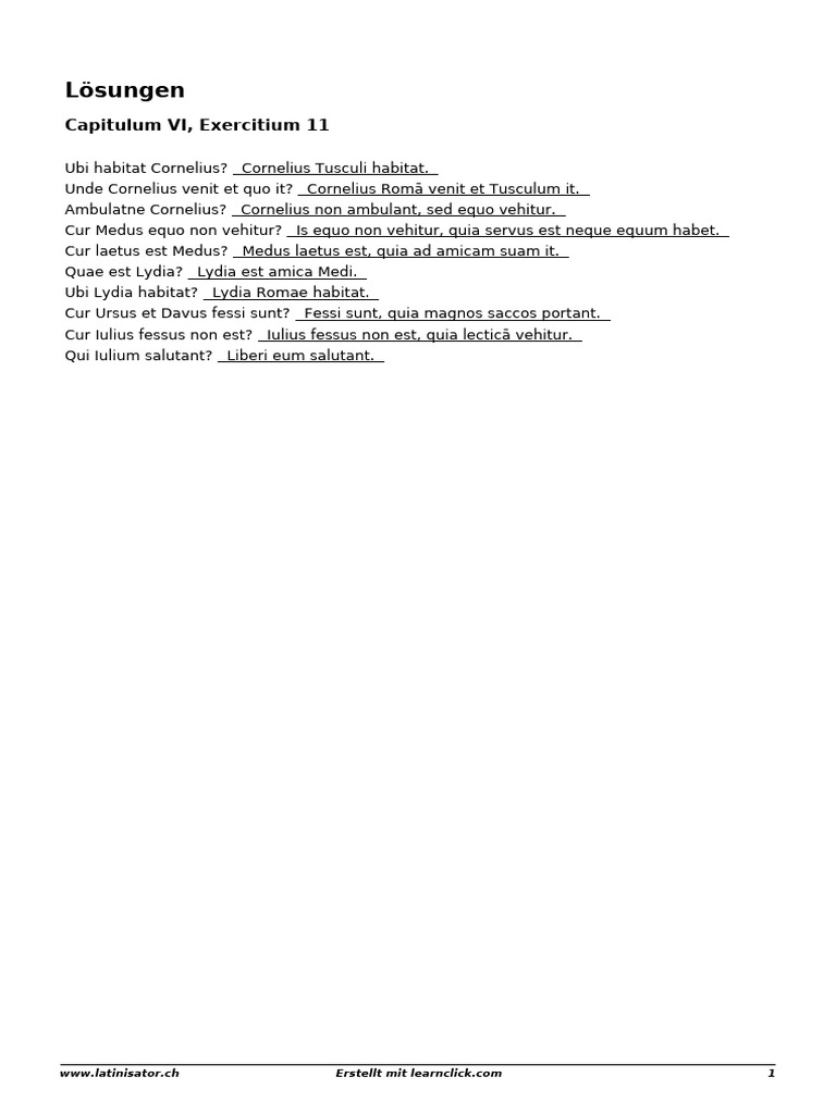 Loesungen Capitulum VI Exercitium 11 | PDF