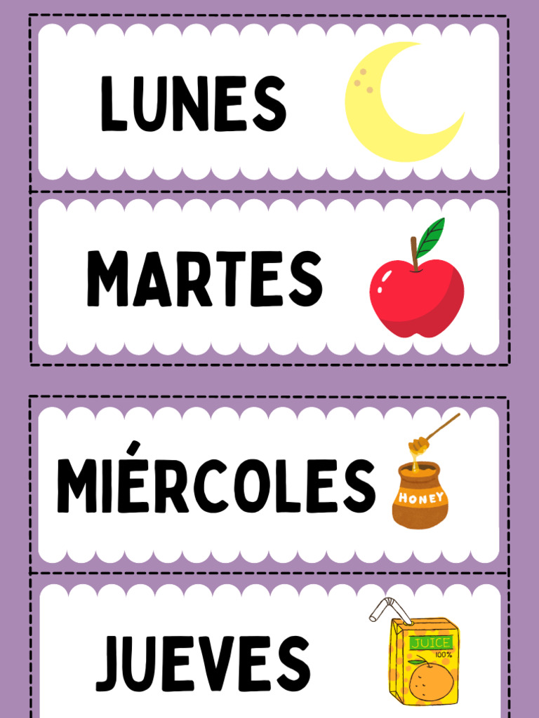 Días de La Semana Vocabulario Flashcards | PDF