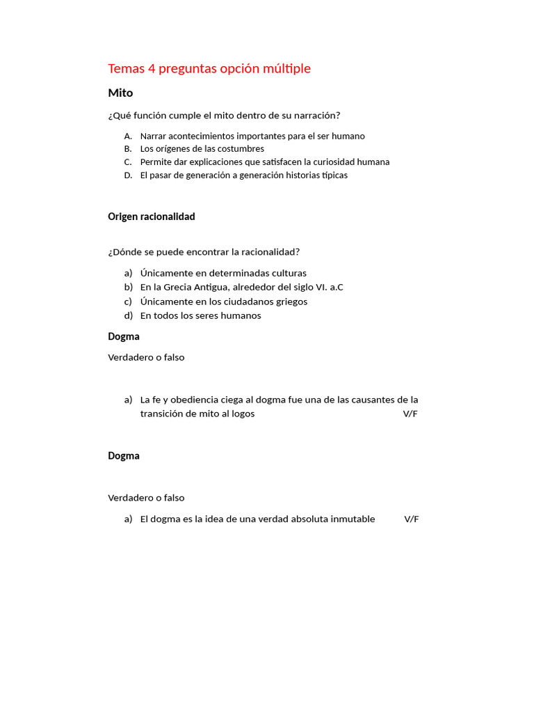 Temas 4 Preguntas Opción Múltiple Sin Resolver | PDF