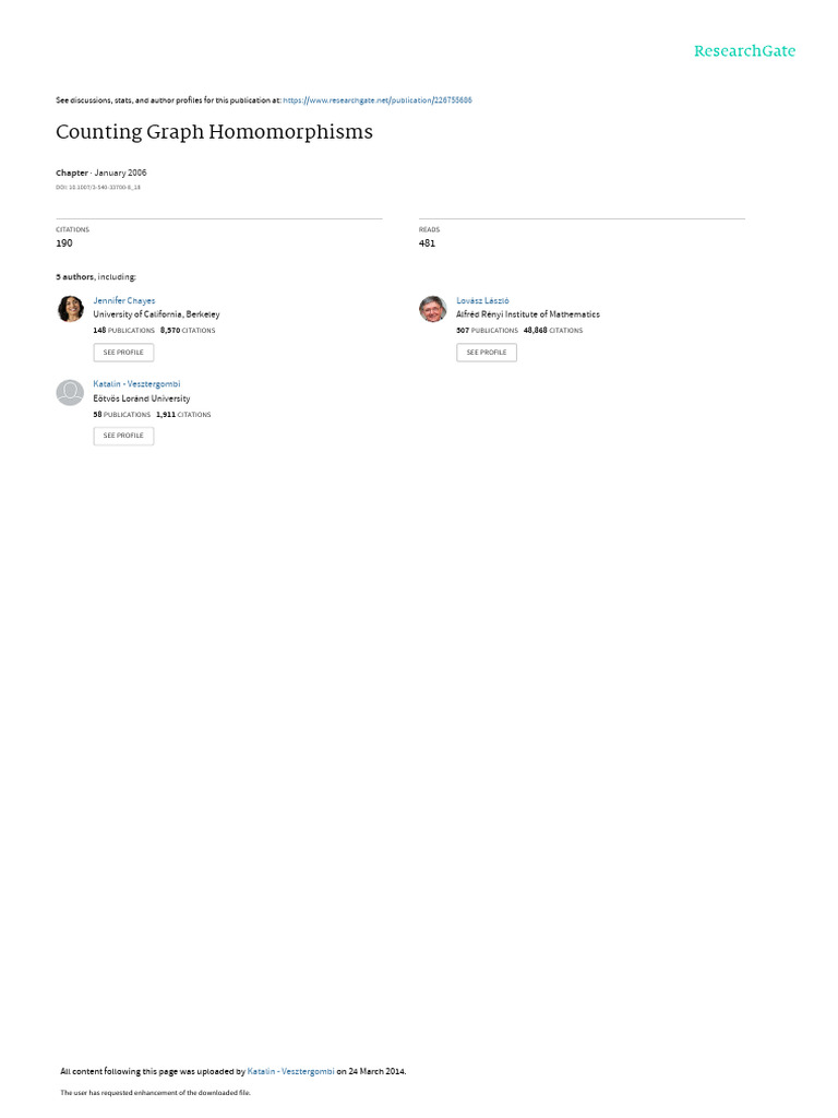 Counting Graph Homomorphisms | PDF | Limit (Mathematics) | Sequence