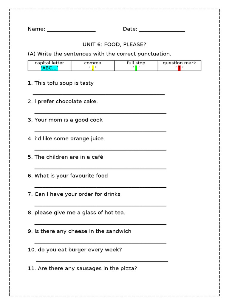 Punctuation exercise | PDF
