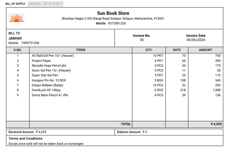 Jadhav Sales Invoice 30 | PDF