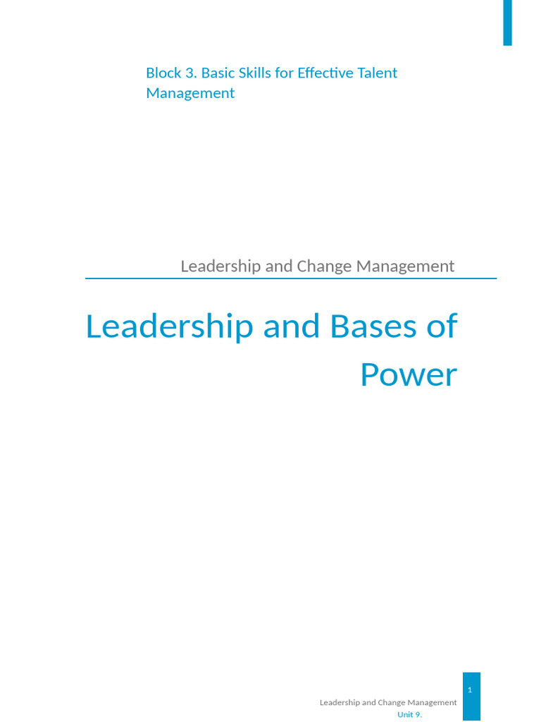 Unit 9. Leadership and Bases of Power | PDF | Leadership | Motivation