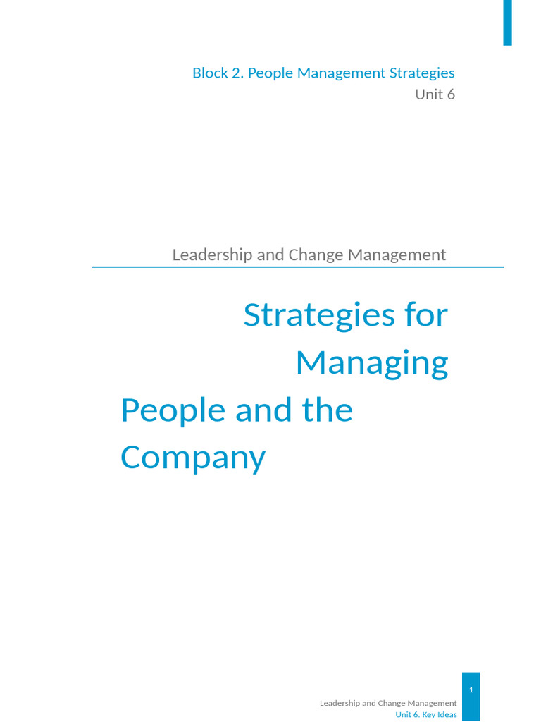 Unit 6. Strategies For Managing People and The Company | PDF ...