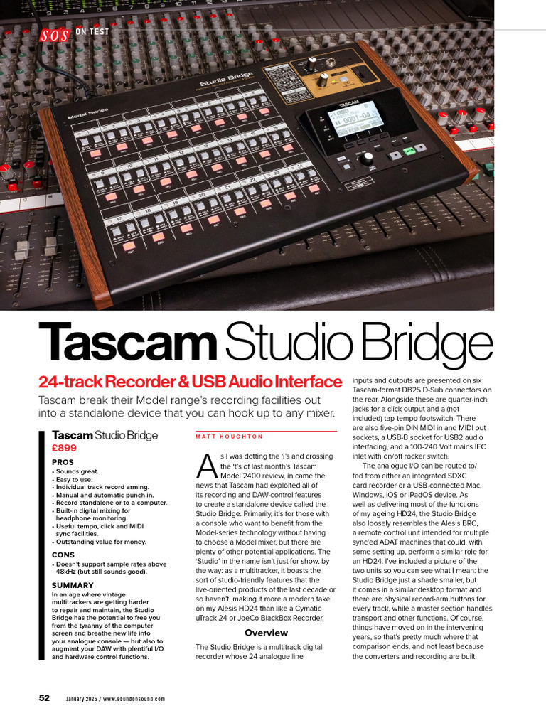 Tascam_StudioBridge_SoundOnSound | PDF | Audio Engineer | Usb