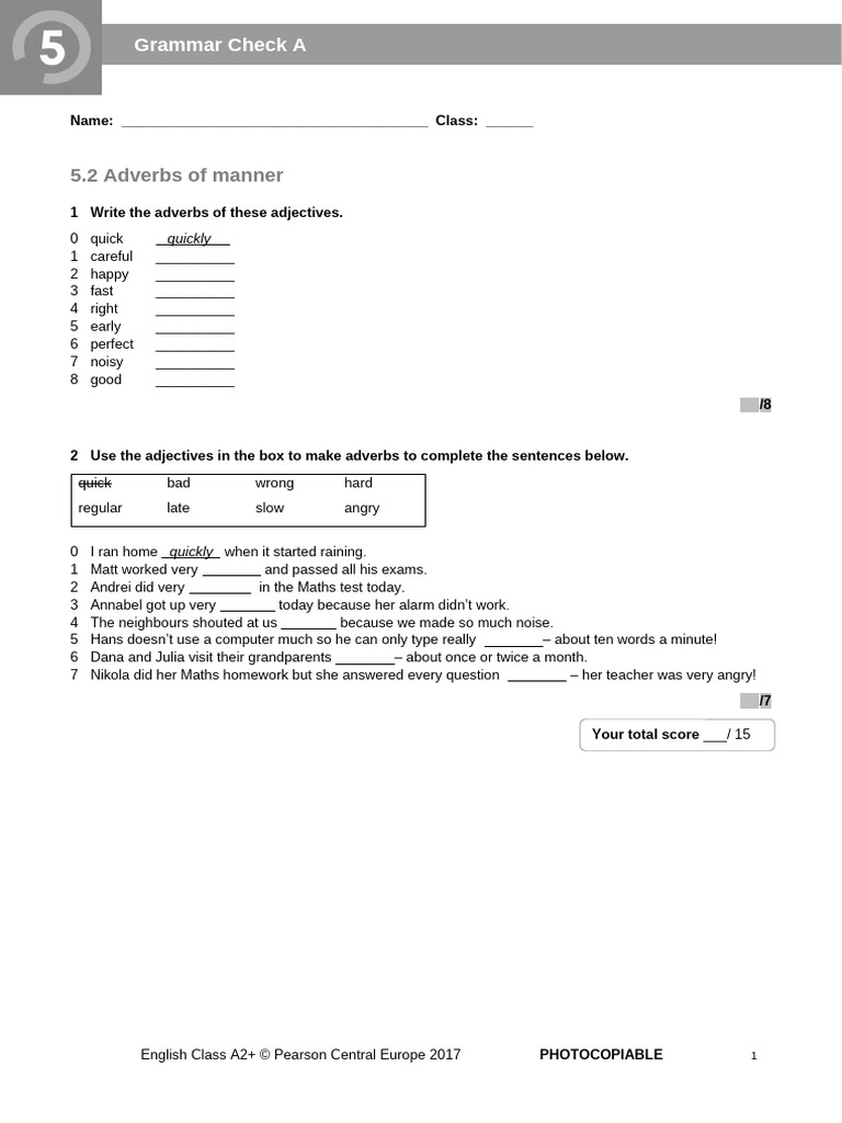ECA2+ Tests Grammar Check 5.2A | PDF