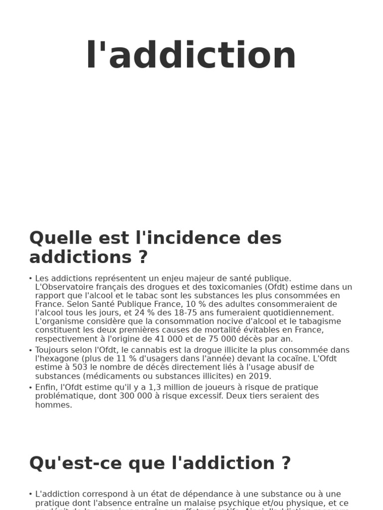Comprendre l'addiction et ses enjeux | PDF | Médicaments | Dopamine