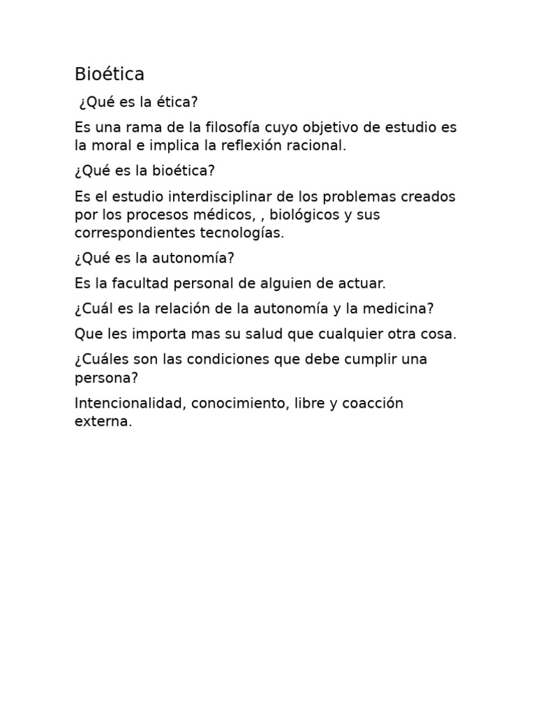 Introducción a la Bioética y Autonomía | PDF