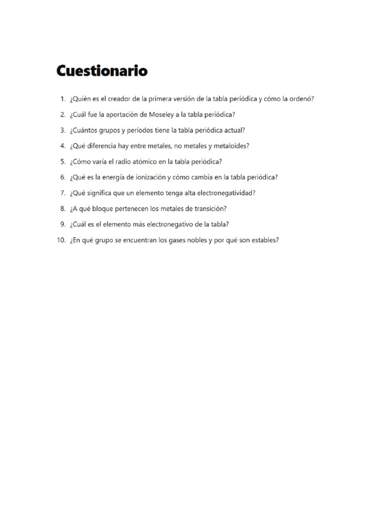 Progresión 3. Cuestionario y Ejercicios | PDF