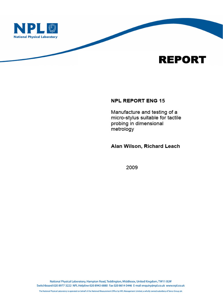 NPL Report CMM WEDM Microstylus | PDF | Physical Sciences | Applied And Interdisciplinary Physics