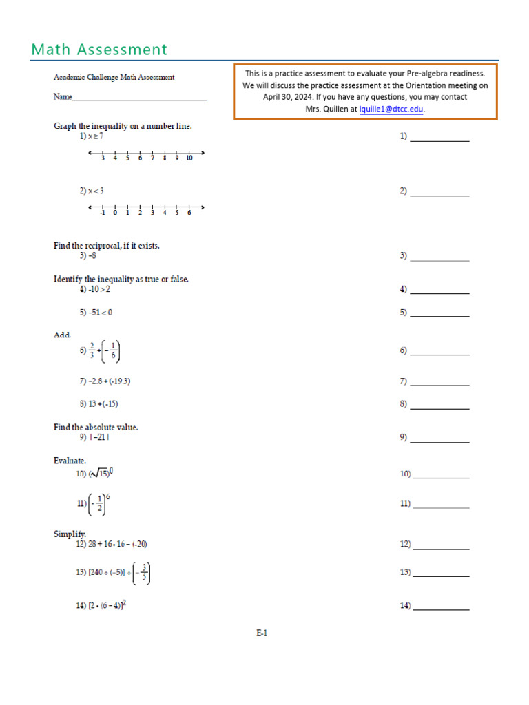 Math Assessment | PDF