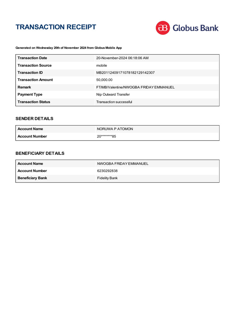 Mobile Transaction Receipt - 20 Nov 2024 | PDF