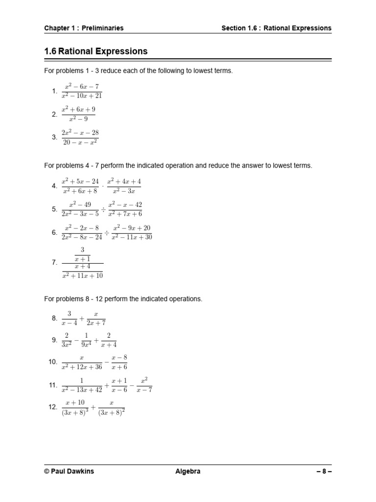 Rational Expression Practice Problems | PDF
