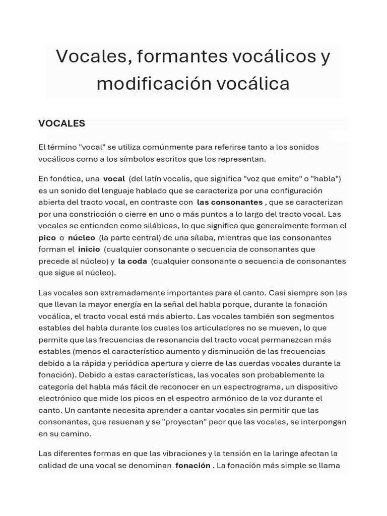 VOCALES Y FORMANTES | PDF | Vocal | Fonética