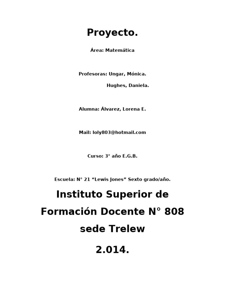 Proyecto de Matematica Fracciones | PDF | Enseñando | Aprendizaje