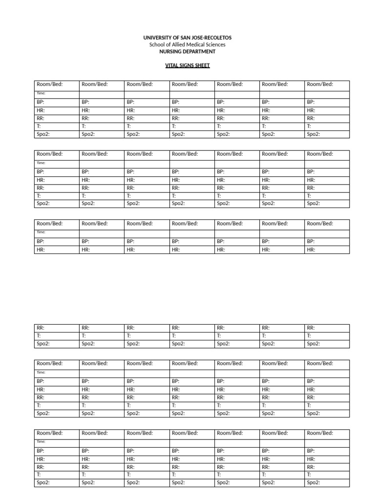 vital signs sheet | PDF | Physiology | Physical Examination