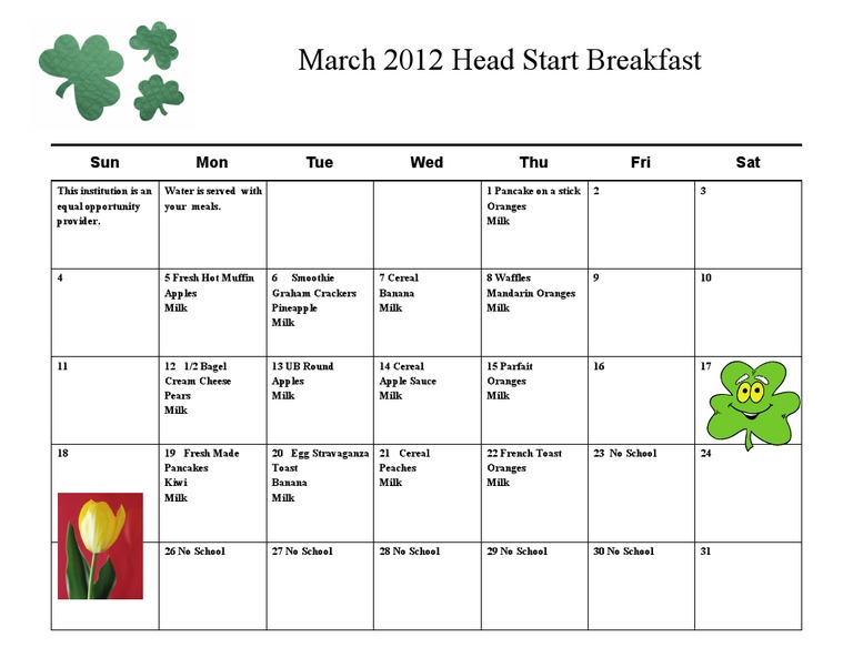 March Head Start Breakfast | PDF | Self-Improvement