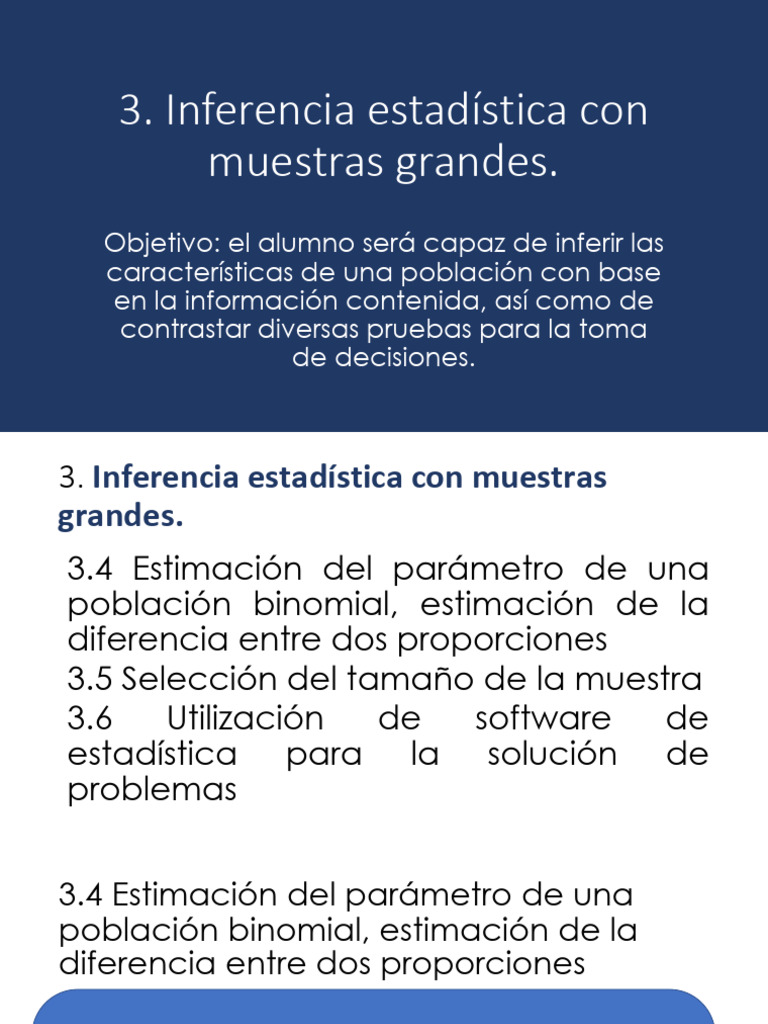 3b-Inferencia Estadística-S6-Escol | PDF | Teoría de la estimación | Muestreo (Estadísticas)