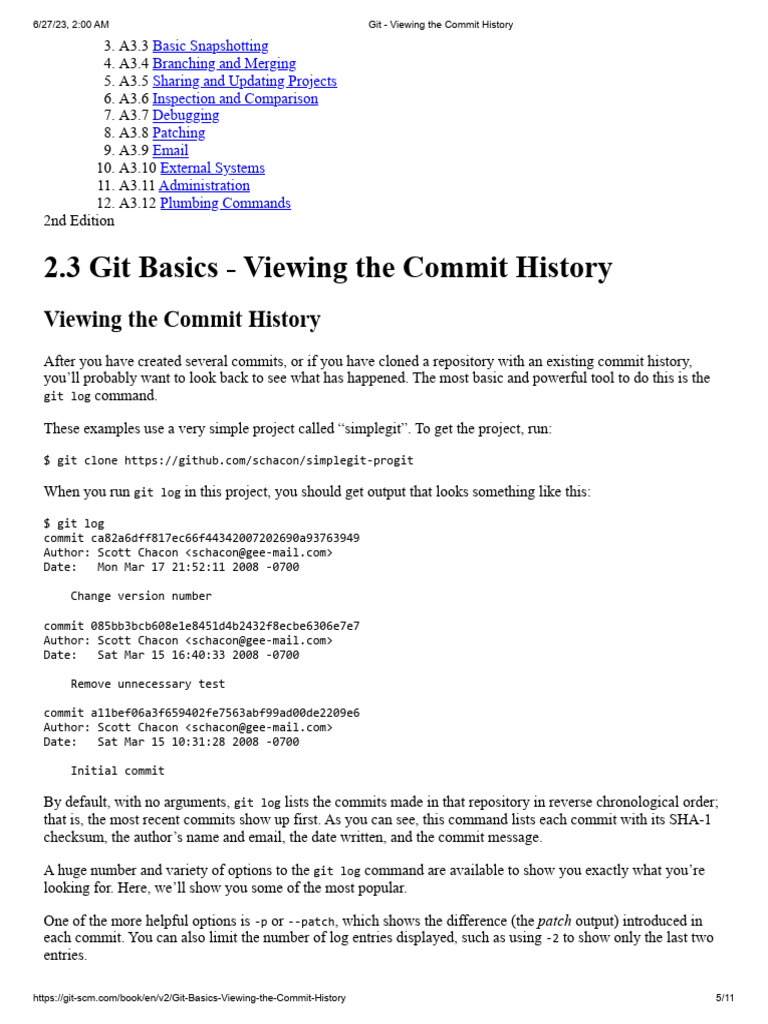 Git - Viewing The Commit History | PDF | Computer Science | Software Development