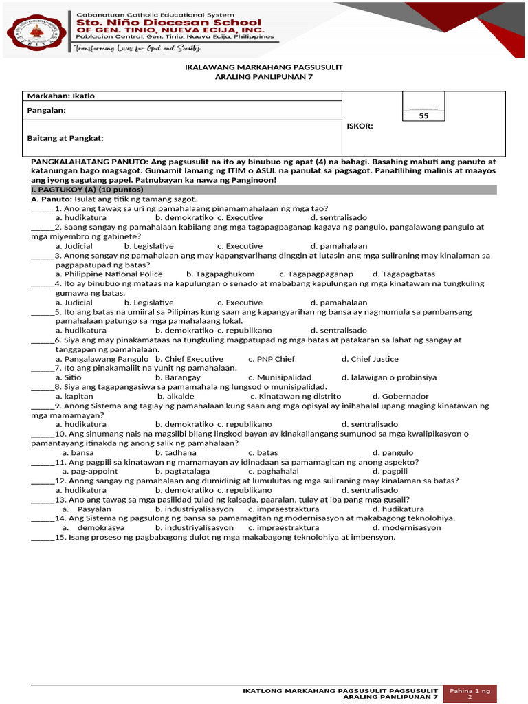 3RD Midterm Exam AP7 | PDF